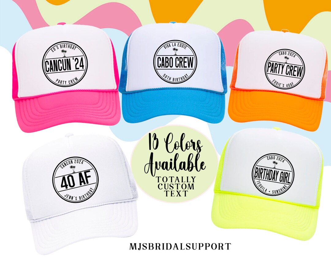 Birthday Squad Crew Hats | 13 Colors | Vacation and Birthday 40th Bday ...
