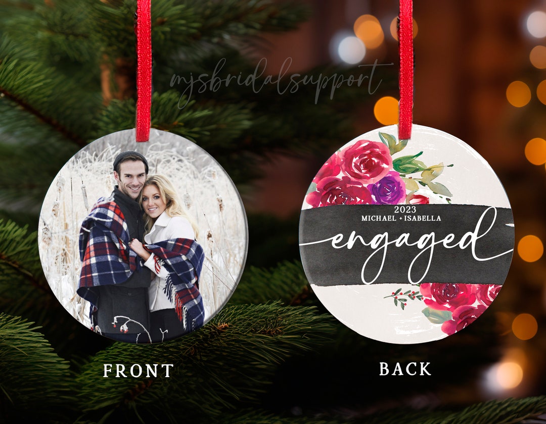 Personalized Our First Christmas Engaged Ornament, Custom Photo With ...