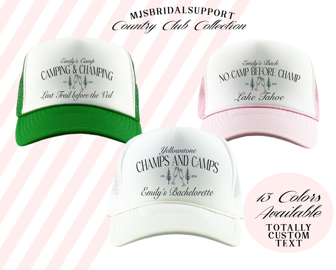 Hiking Camp Bachelorette Trucker Hats | Adventure Club Girls Trip ...