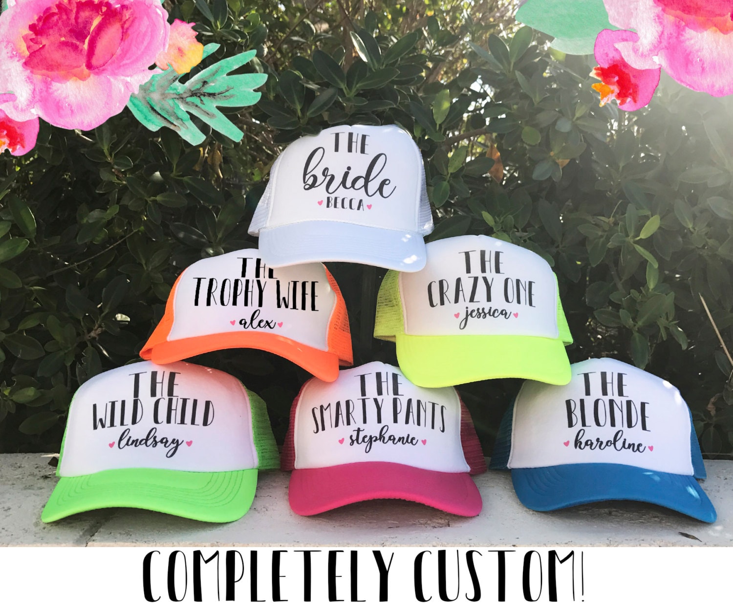 NEON Bachelorette Party Hat / TOTALLY CUSTOMIZABLE / Name and - Etsy