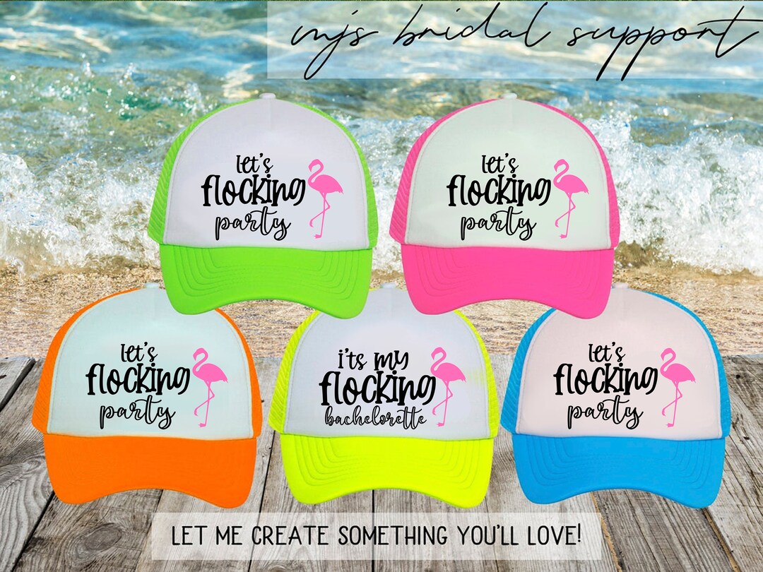 Neon Bachelorette Hats | FLAMINGO THEME Party | Lets Flocking Party ...