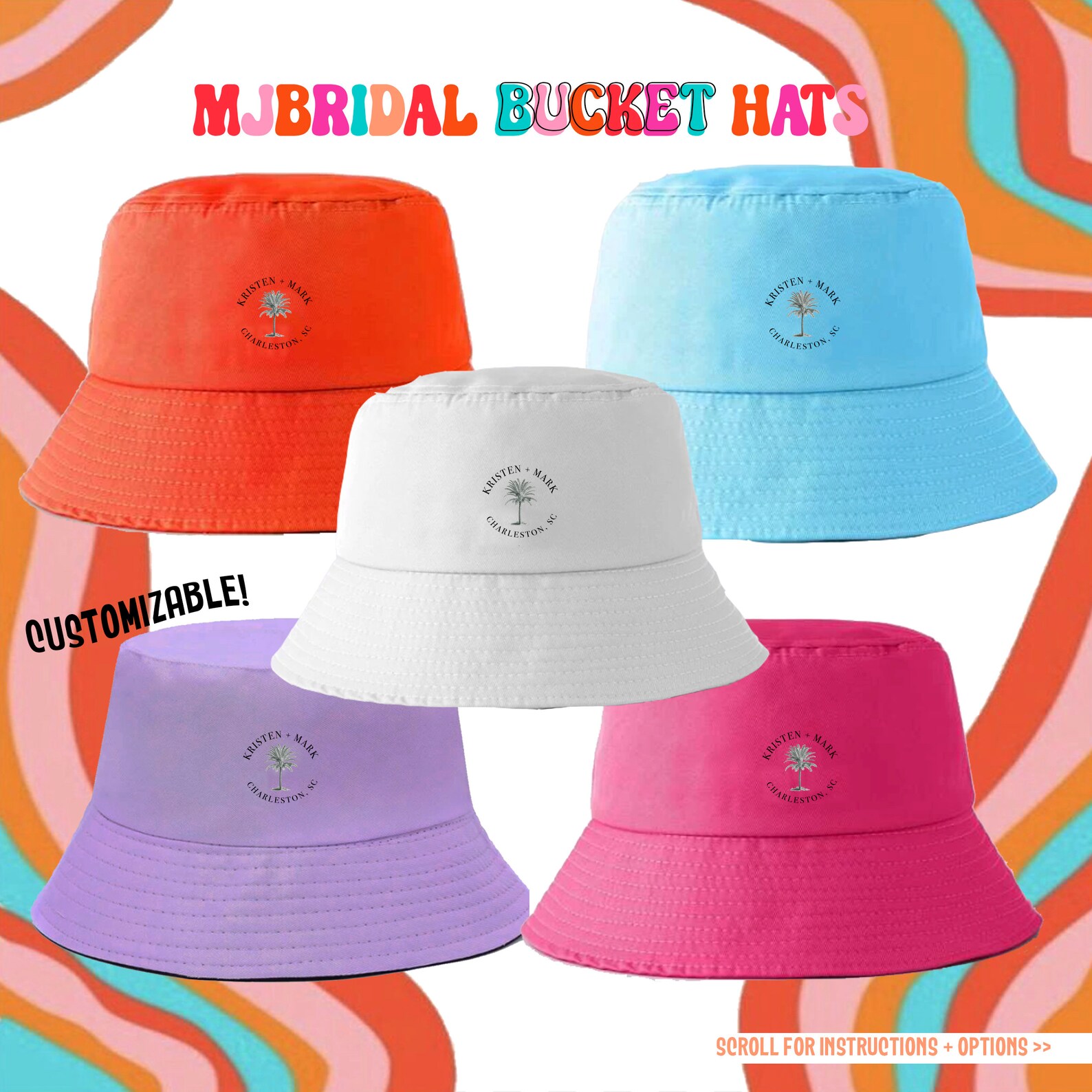 Retro Bucket Hat Vintage Palm Tree Design Wedding Guest - Etsy