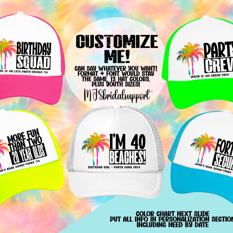 Custom 40th Bday Hats - Etsy