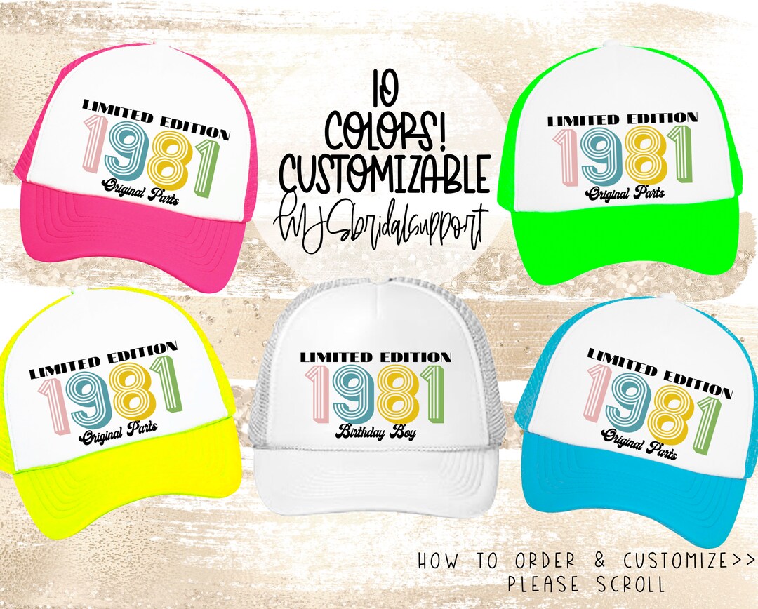 Limited Edition 1981 40th Birthday Hats | 10 Colors to Choose ...
