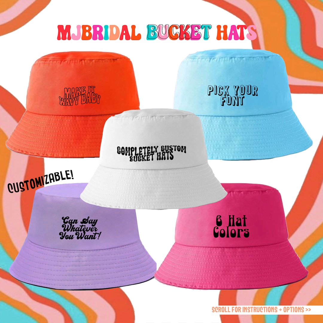 CUSTOM Wavy Groovy Font Bucket Hat | 6 Colors to Choose | Completely ...