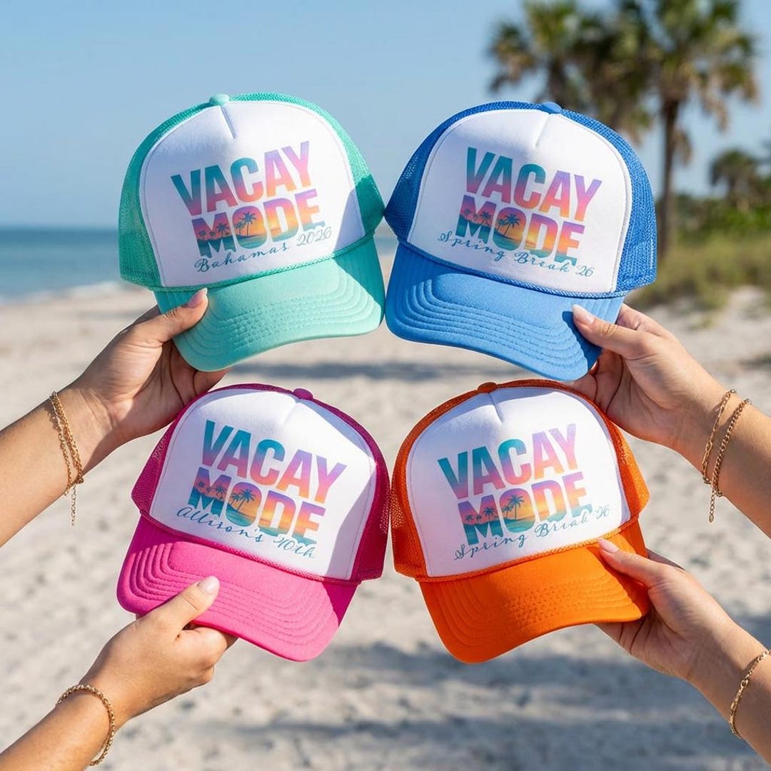 Beach Vacation Hats Neon | Crew Squad Vacation and Birthday Family Trip ...