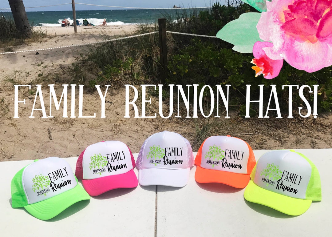 Family REUNION Hats / Custom Last Name on FAMILY TREE / Green Tree ...