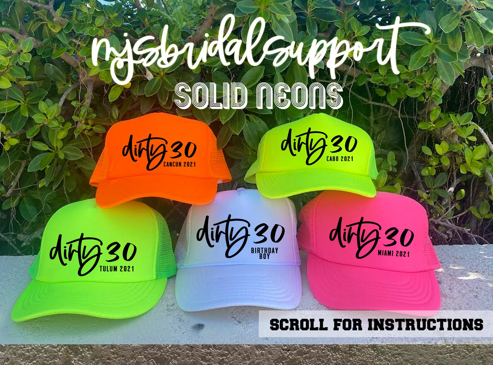 SOLID NEON 30 Birthday Hat DIRTY 30 Custom Line Bday Boy - Etsy