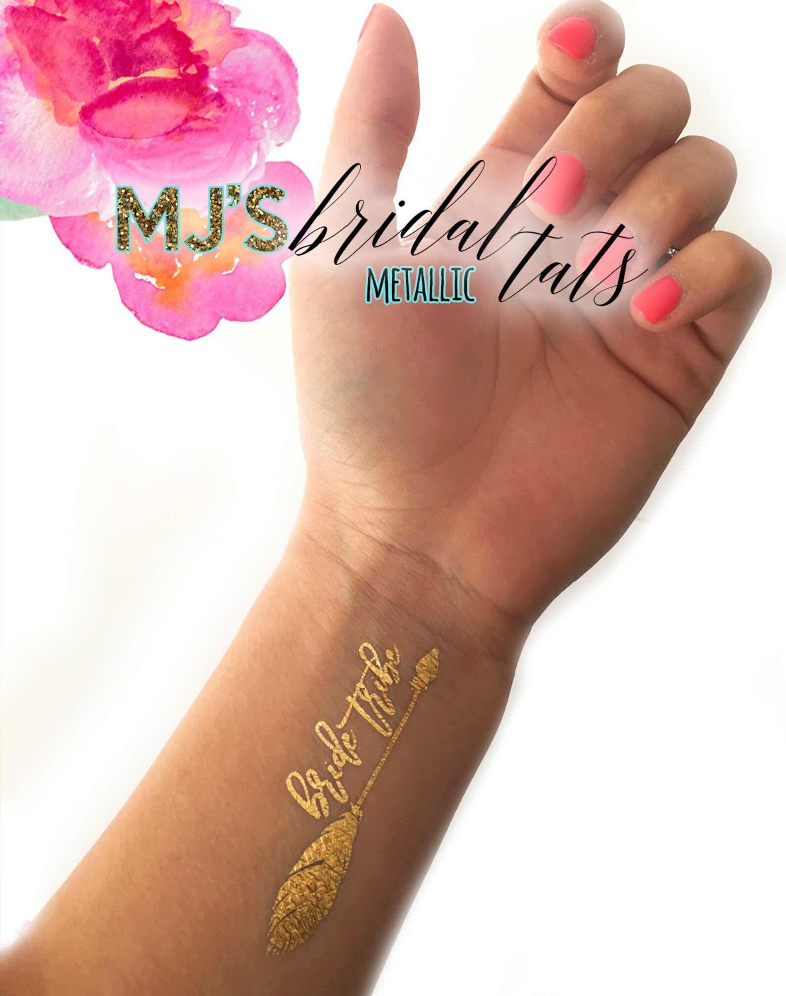 METALLIC Gold Bride Tribe Arrow BOHO Waterproof Temporary - Etsy