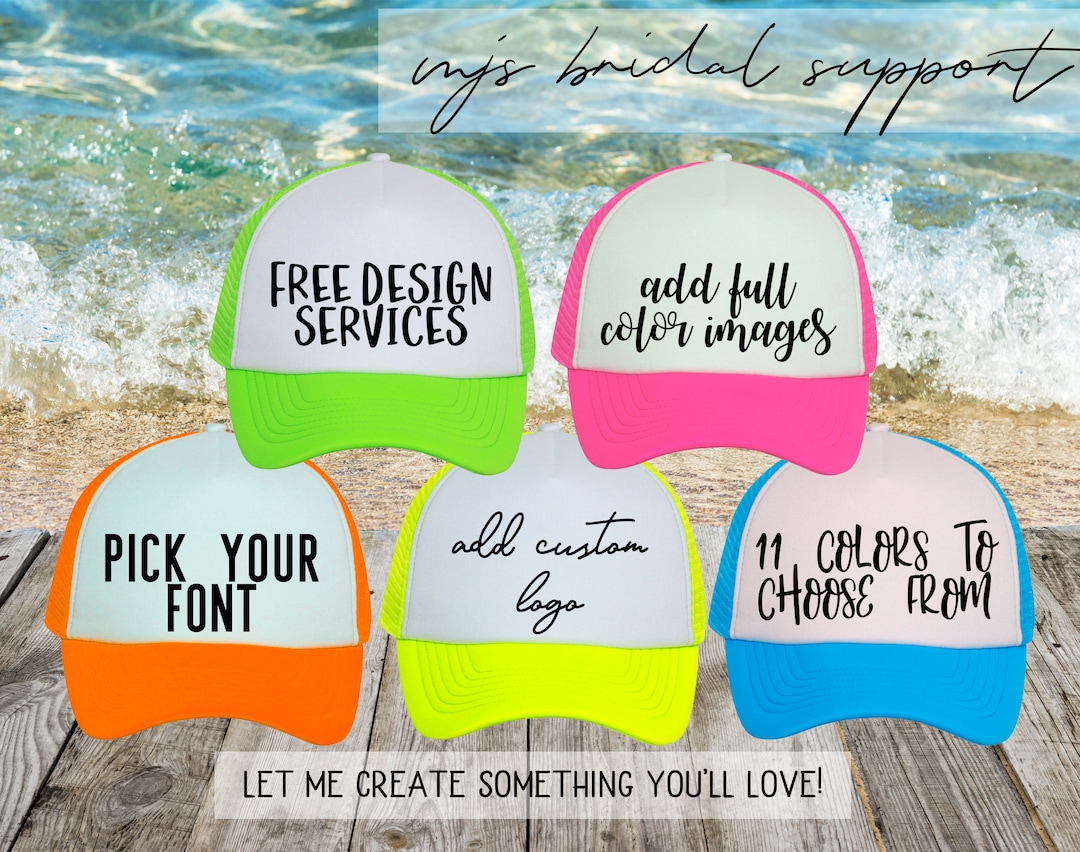 NEON Party Hat / Totally Customizable Trucker Cap / Pool Party / Mexico ...