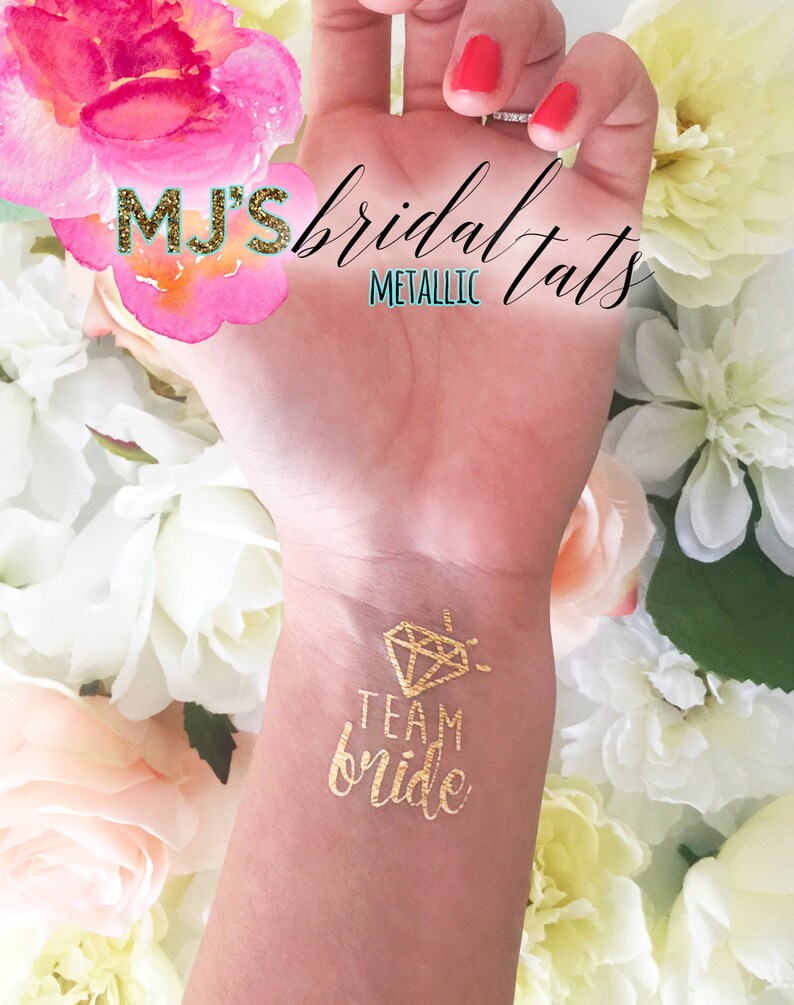 METALLIC Gold Team BRIDE Waterproof Temporary Tattoo for - Etsy