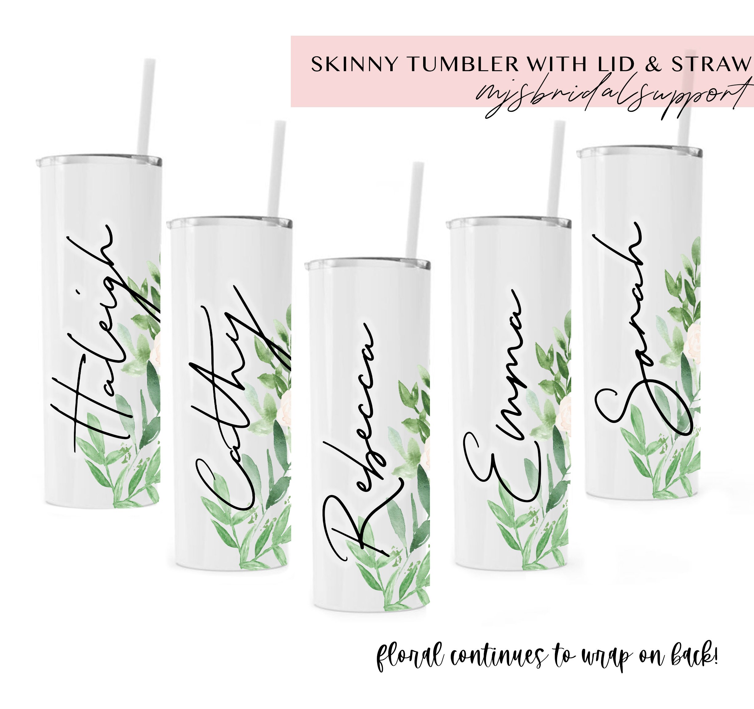 SKINNY TUMBER Bridal Bridesmaid Wedding Greenery Floral - Etsy