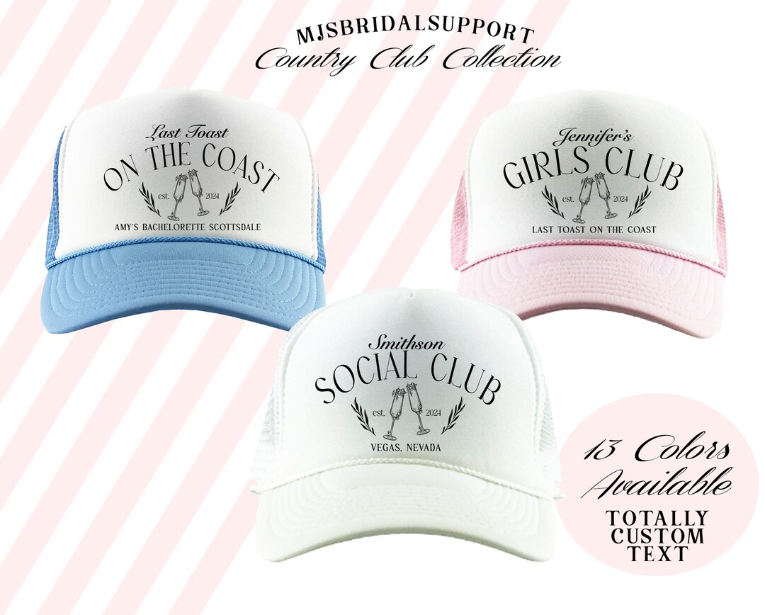 Country Club Trucker Hats | Beach Club Cabana Club Girls Trip ...