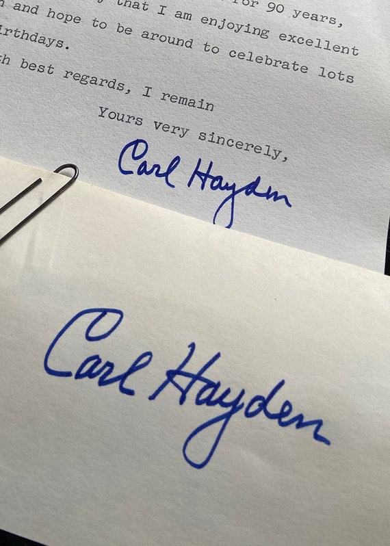 Arizona Senator Carl Hayden Autograph | Etsy