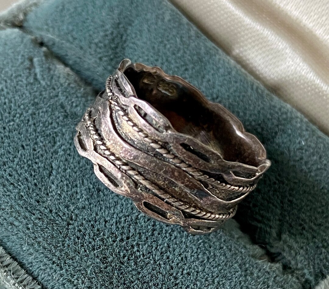 Silver Lattice Rope Ring - Etsy
