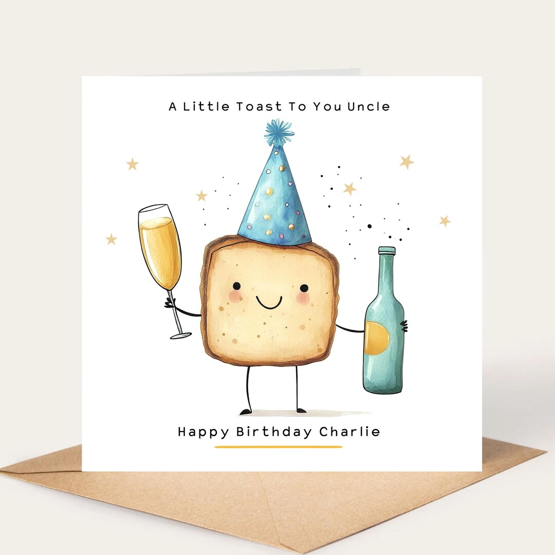Uncle Birthday Card, Birthday Toast Card for Uncle, Uncle Birthday ...