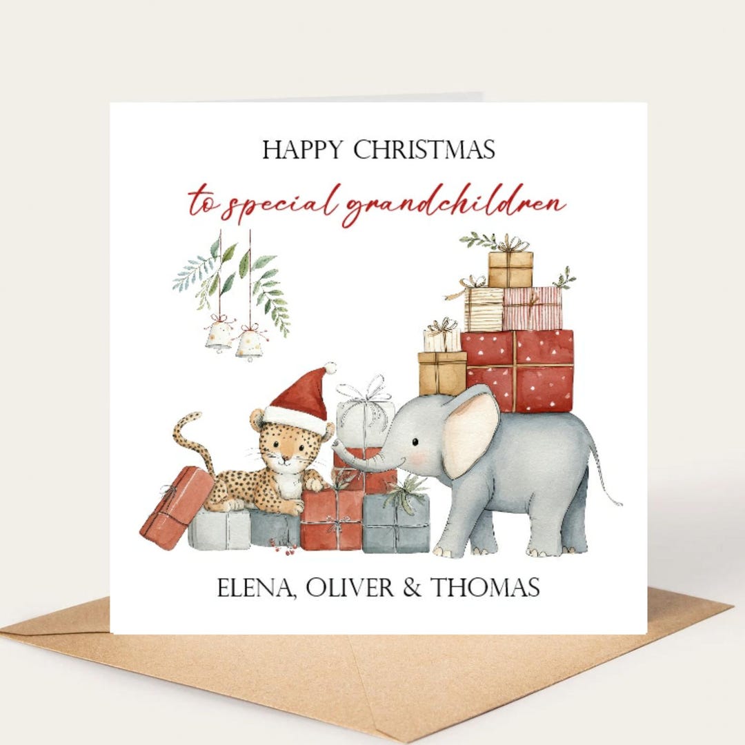 Grandchildren Christmas Card, Personalised Grandchildren Christmas Card ...