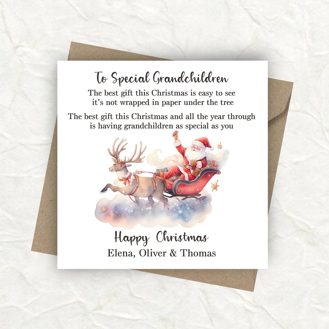 Grandchildren Christmas Card Xmas Granddaughter Grandson Christmas Card ...