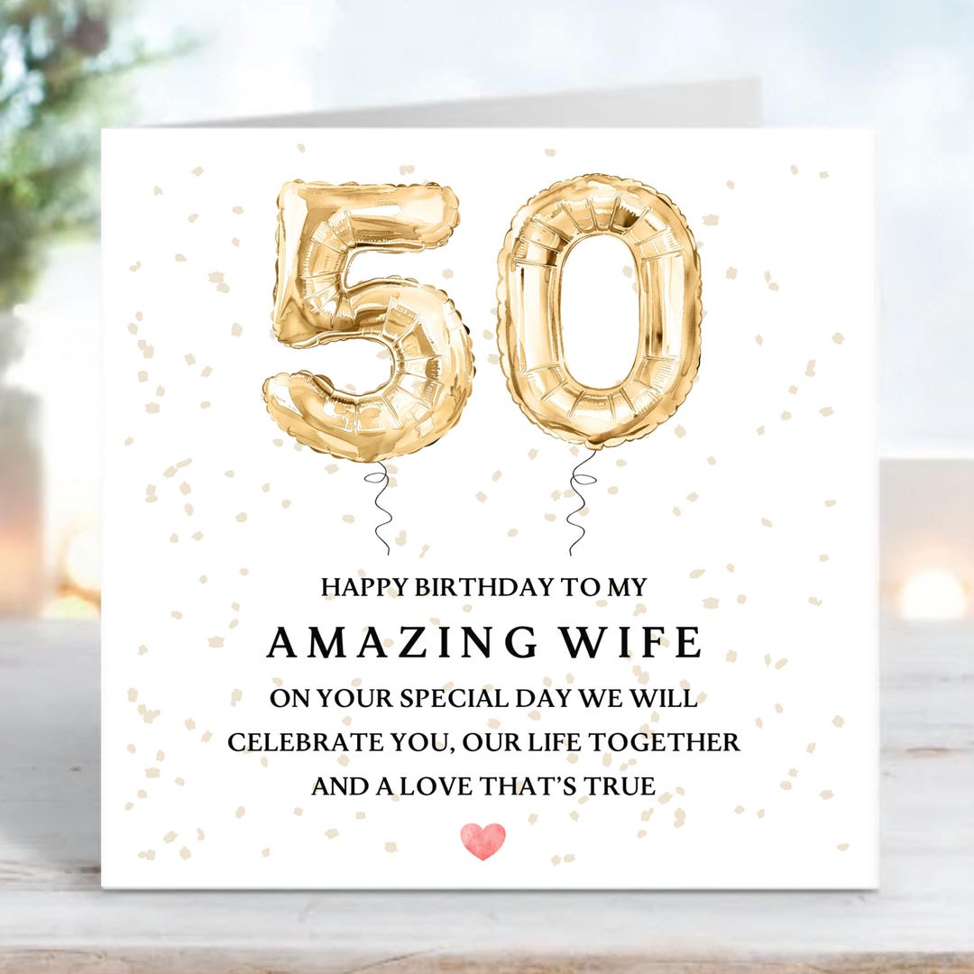 Wife 50th Birthday Card | 50th Birthday Card for Wife 50 - Etsy UK