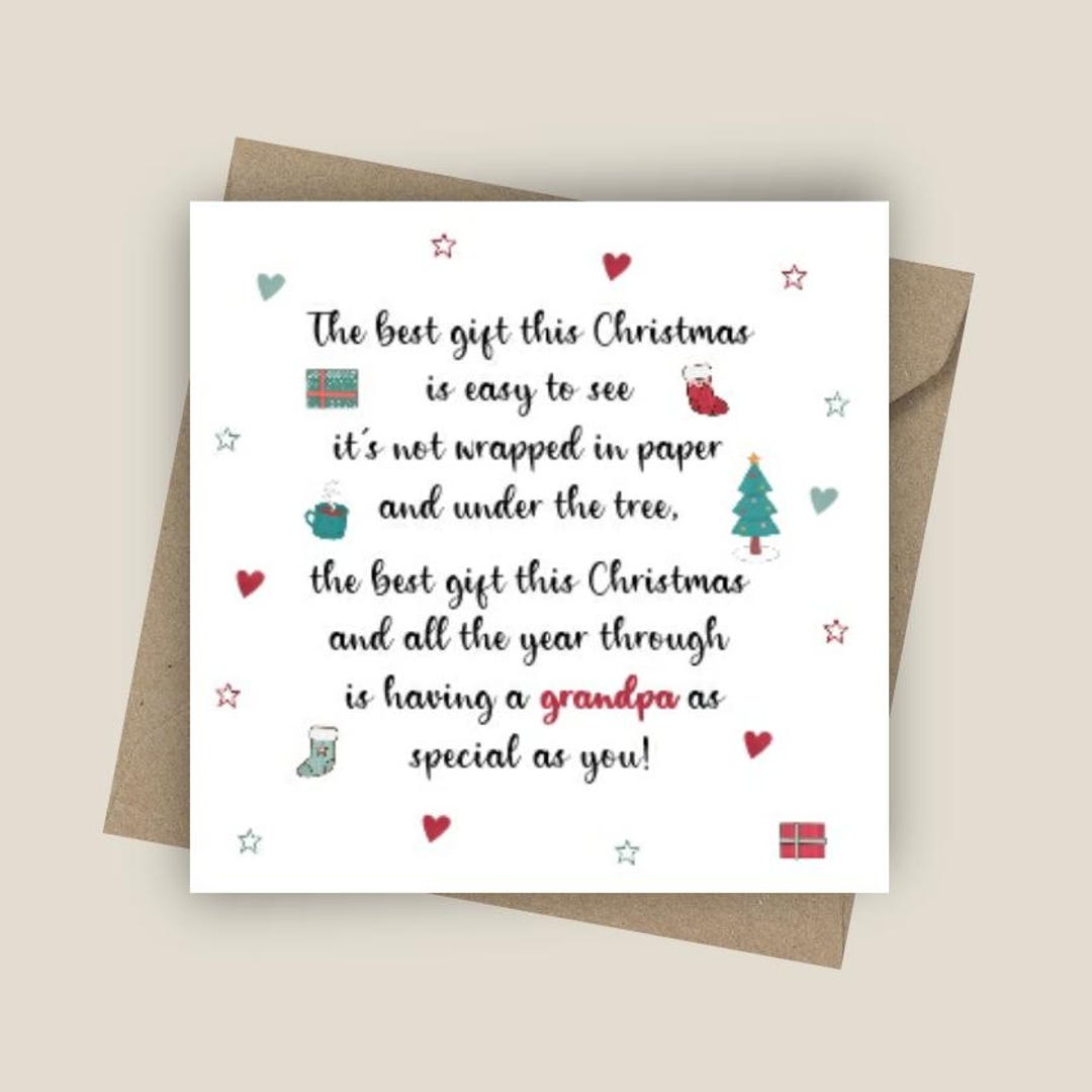 Grandpa Christmas Card, Grandpa Christmas Card Grandpa Gift Christmas ...