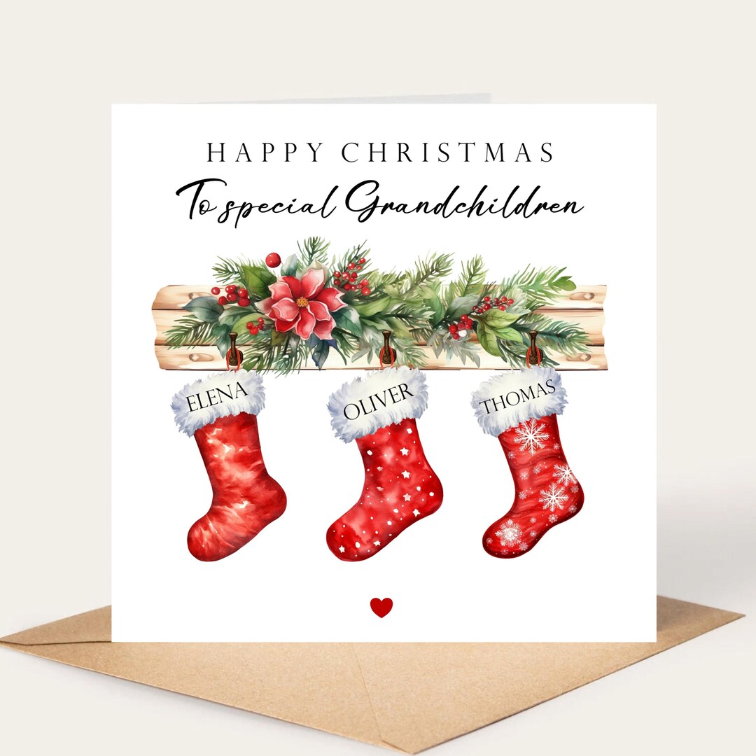 Grandchildren Christmas Card, Personalised Grandchildren Christmas Card ...