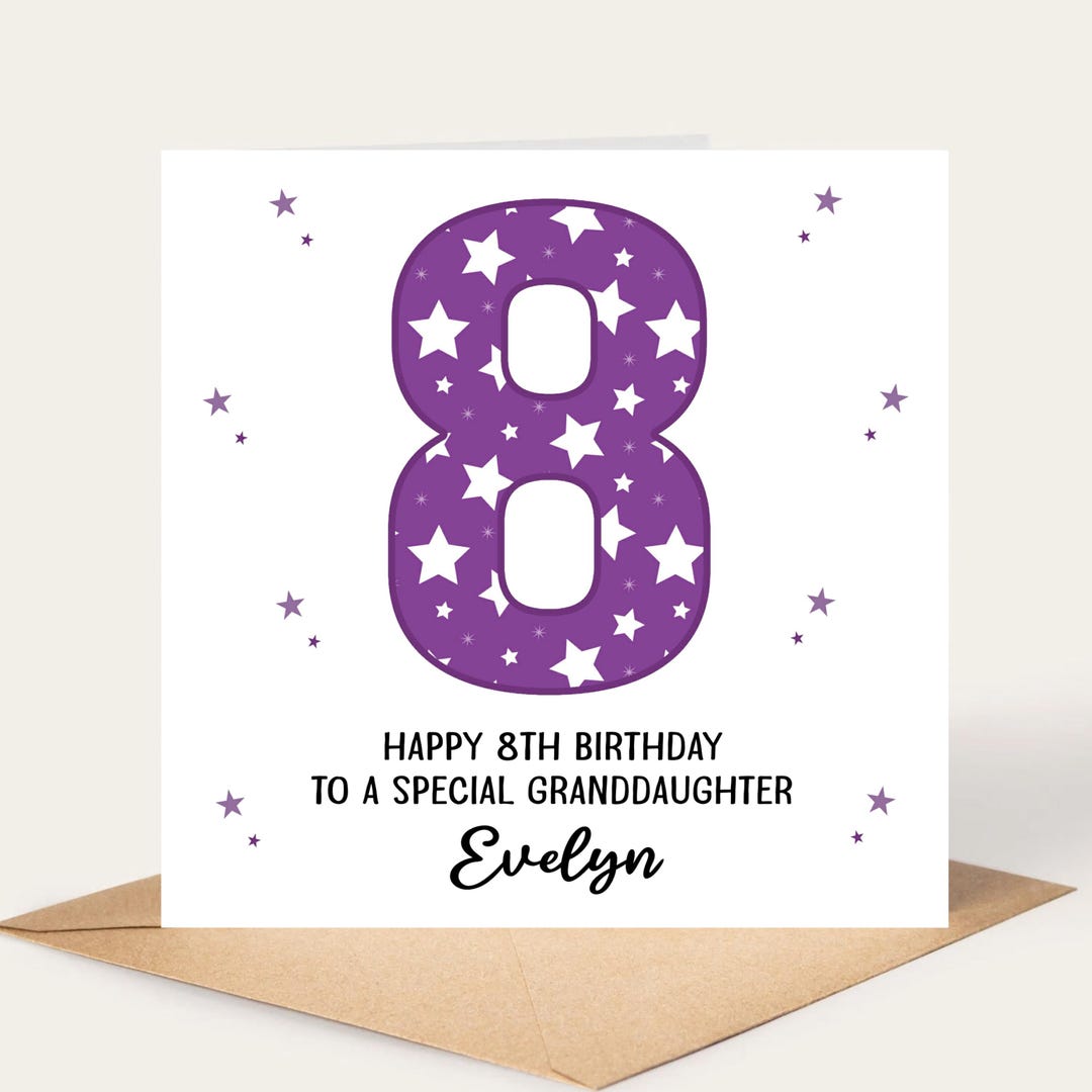 8th Birthday Card Girl, Granddaughter Birthday Card 8, 8th Birthday ...