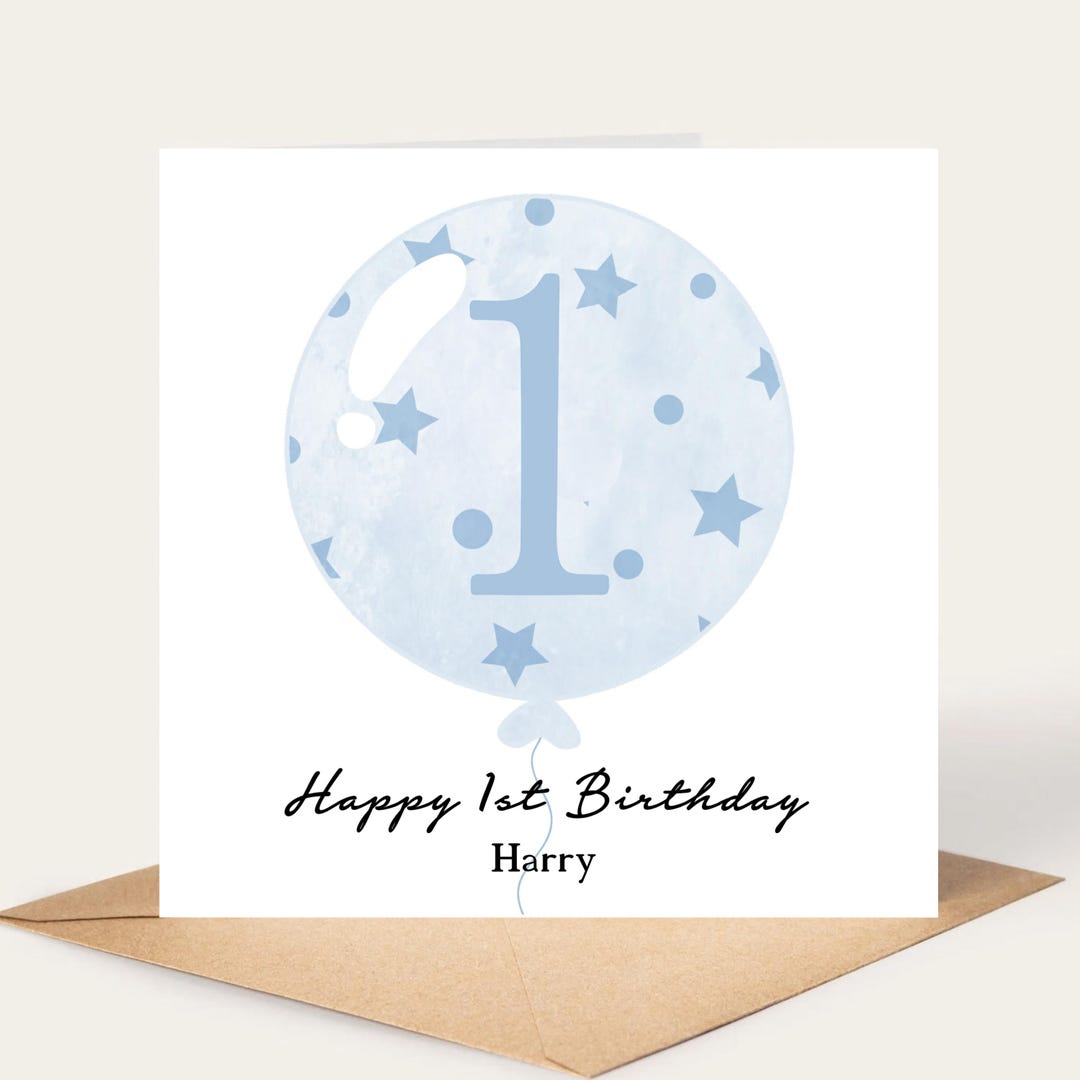 1st Birthday Card Boy, 1st, Personalised 1st Birthday Card, First ...