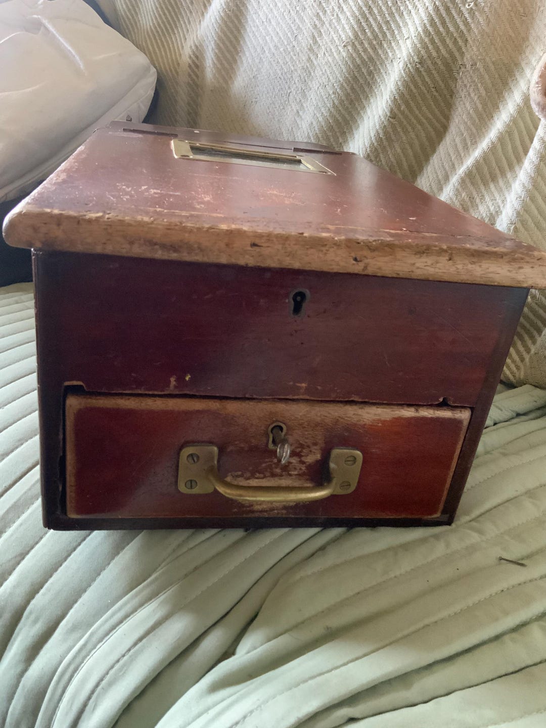 Antique Wooden Cash Drawer, Authentic Condition With Working Bell and ...