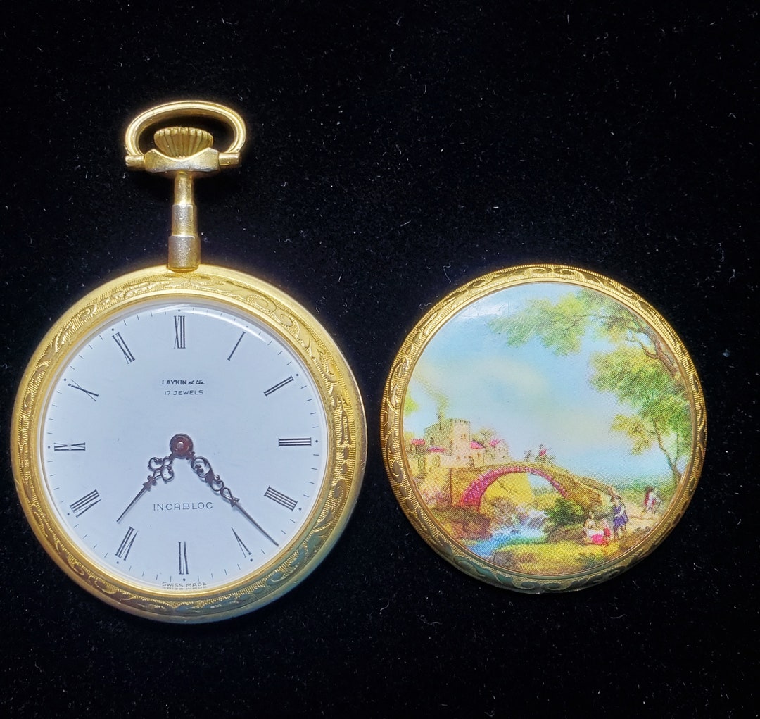 Laykin Et Cie Robert Cart Pocket Watch Le Jour Time Scenic Back 17 ...