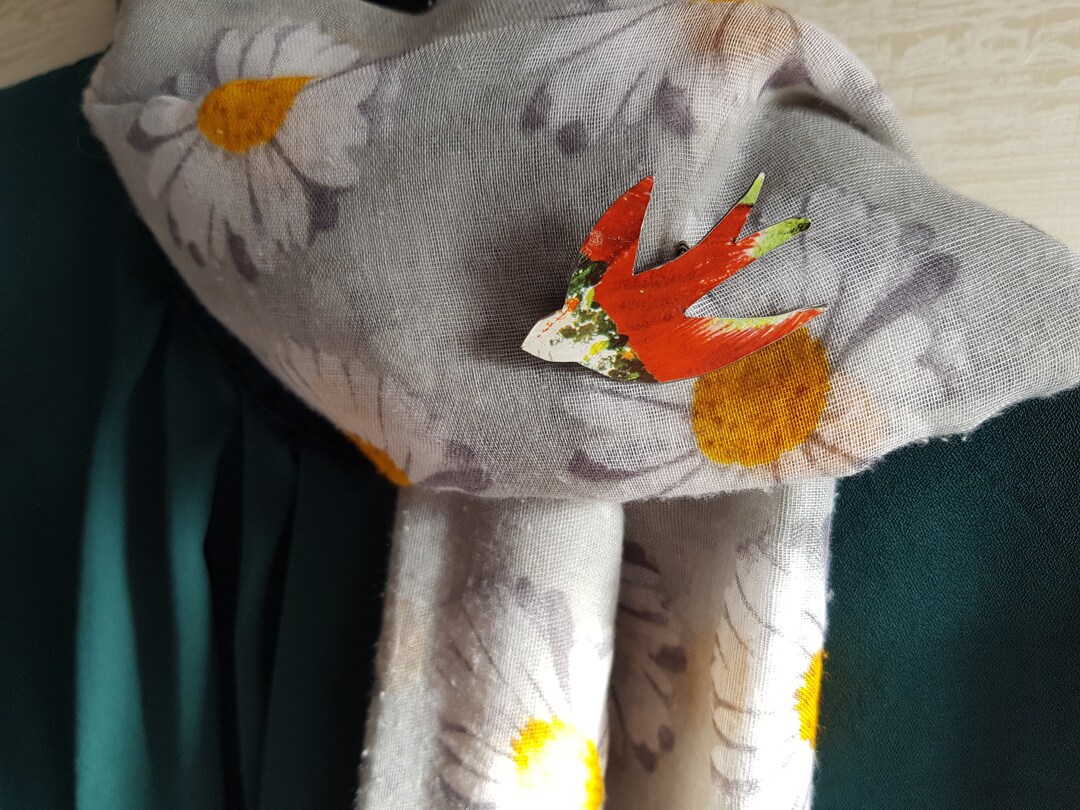 Red and Green Swallow Bird Brooch Bird Brooch Eco Friendly - Etsy