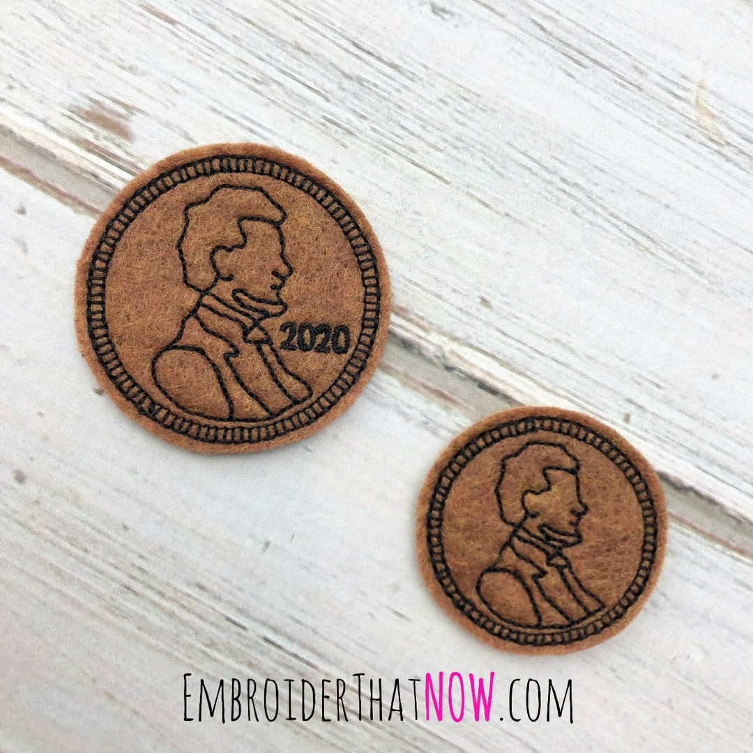 Lincoln Bronze Coin Digital Feltie Embroidery Design File in the Hoop ...