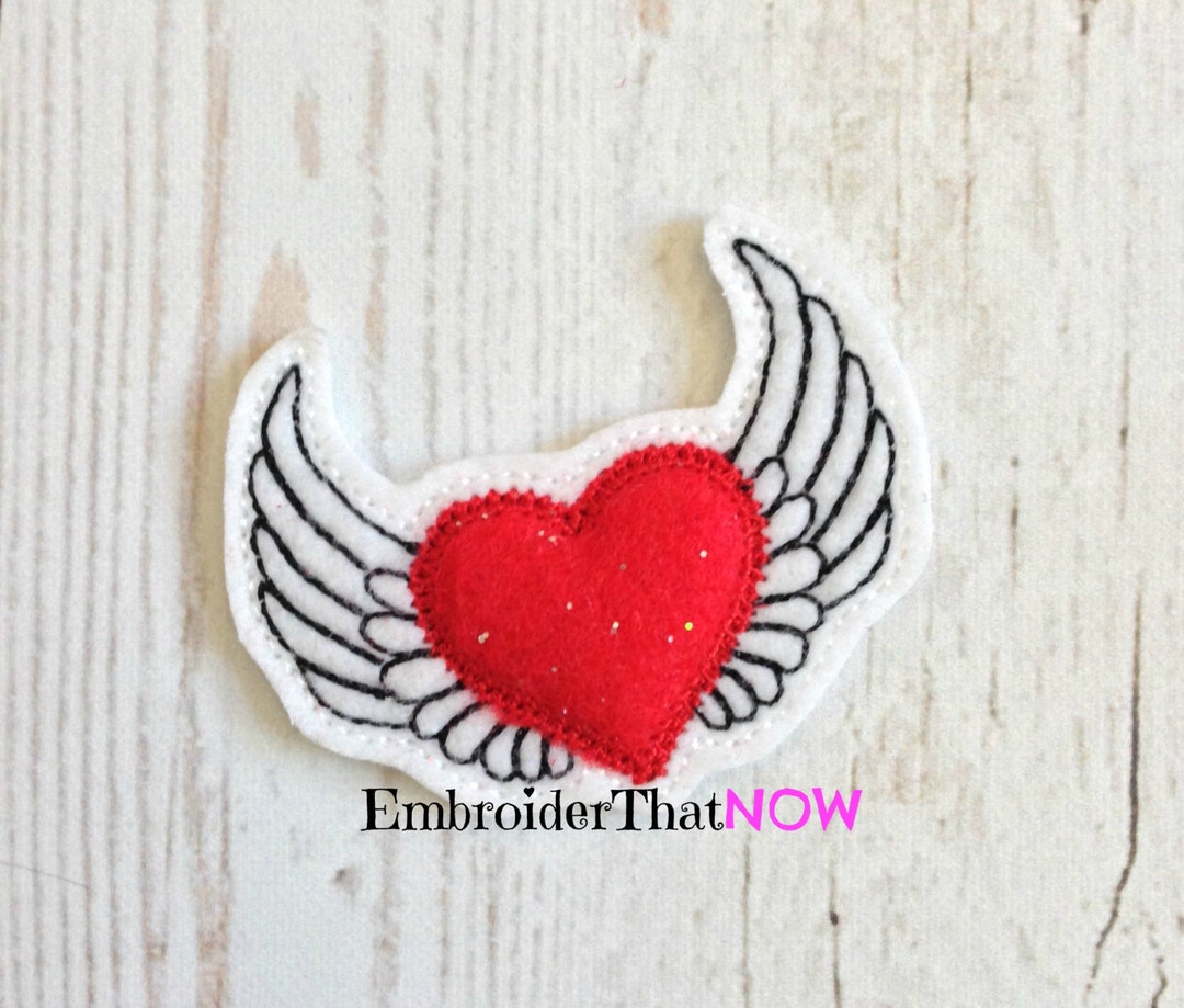 Flying Heart With Wings Feltie Embroidery Design File - Etsy