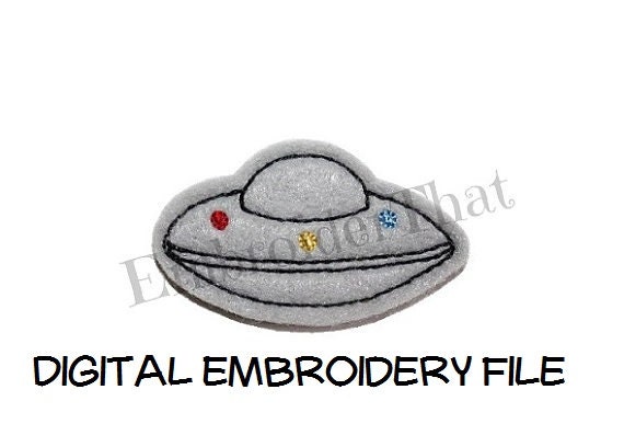 Spaceship UFO Alien Digital Feltie Embroidery Design File | Etsy