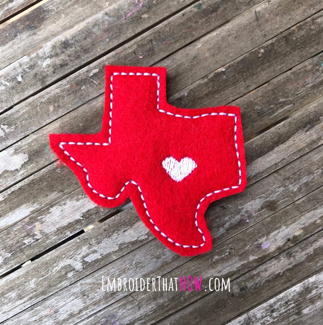 Texas State Heart Digital Feltie Embroidery Design File - Etsy