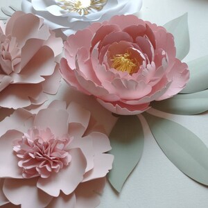 Peonies Flowers Set Nursery Paper Flowers, Large Paper Flowers, Nursery ...