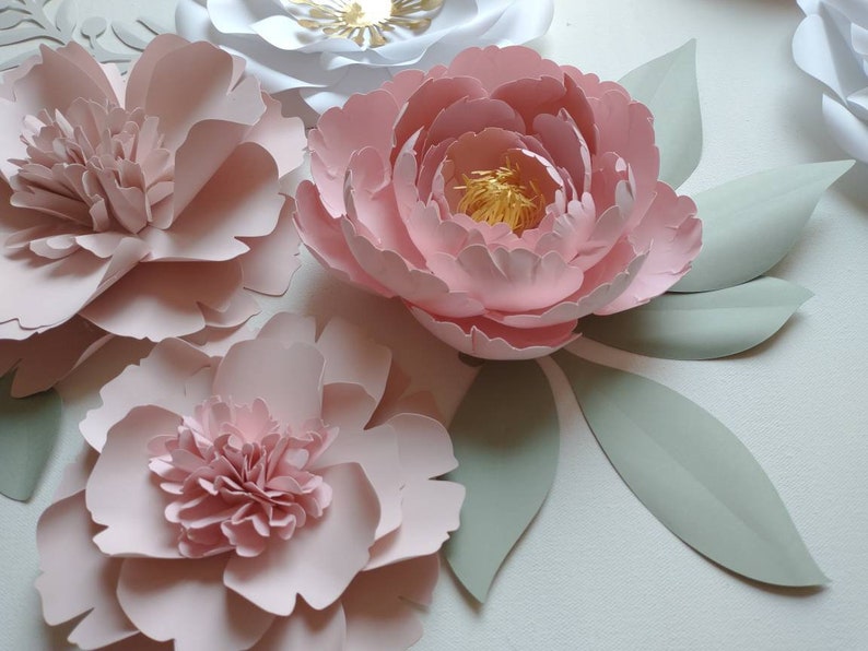 Peonies Flowers Set Nursery Paper Flowers, Large Paper Flowers, Nursery ...