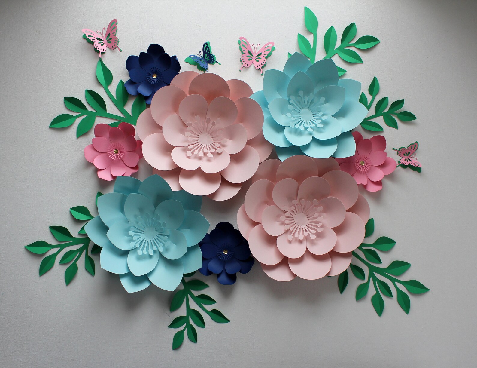 8 Paper Flowers Set Nursery Paper Flowers Large Paper | Etsy