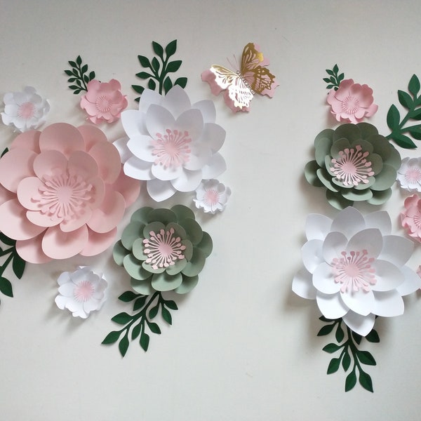 Pink Paper Flowers Wall Decor - Etsy