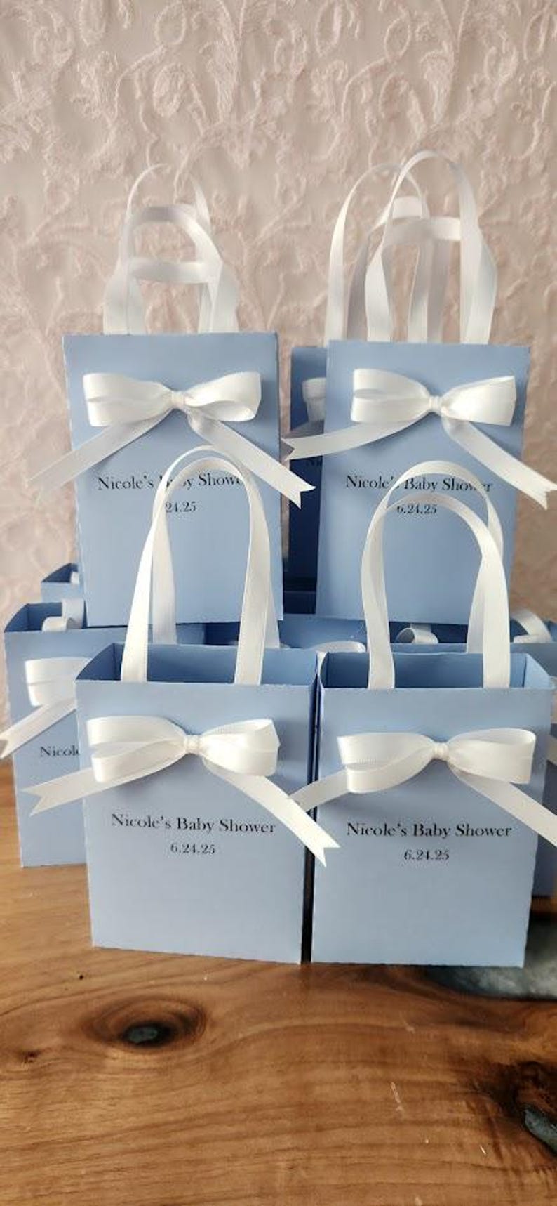 Powder Blue Favor Bags. Elegant Bags for Guests With Satin Ribbon ...
