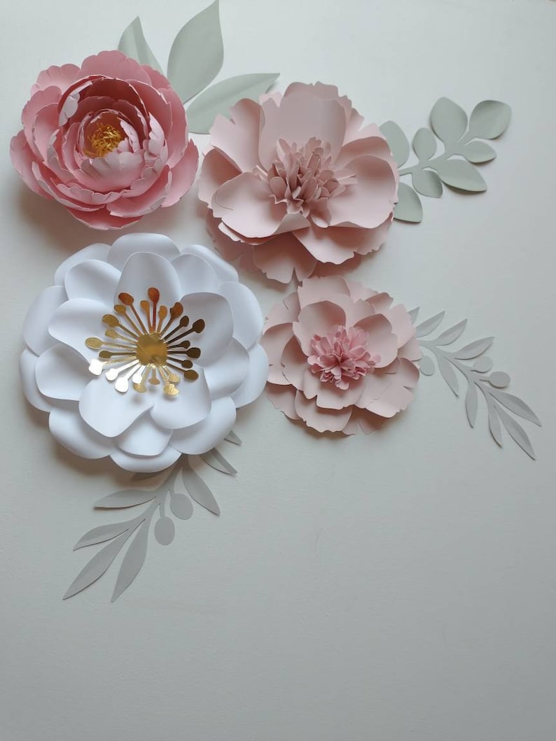Peonies Flowers Set Nursery Paper Flowers, Large Paper Flowers, Nursery ...