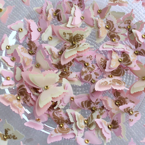 Set of 25 Handmade Mixed Vanilla/light Pink Butterflies - Etsy