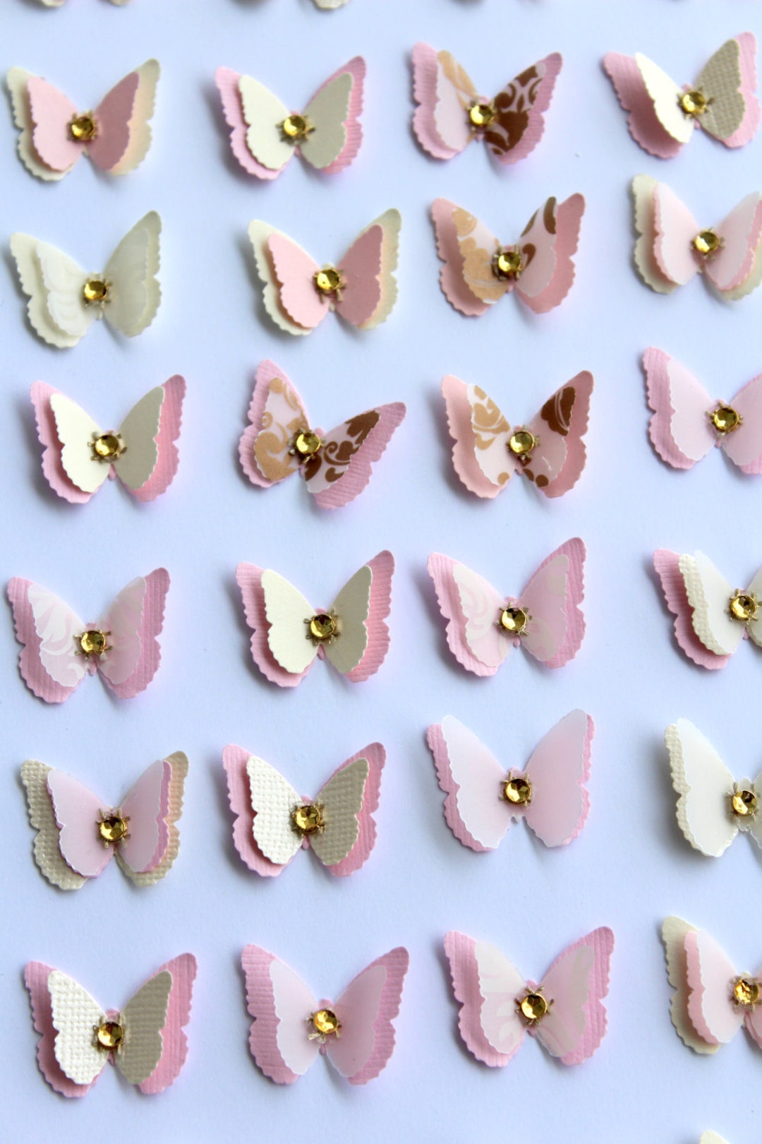 Set of 40 Exclusive Handmade Vanilla/light Pink Butterflies for Wedding ...