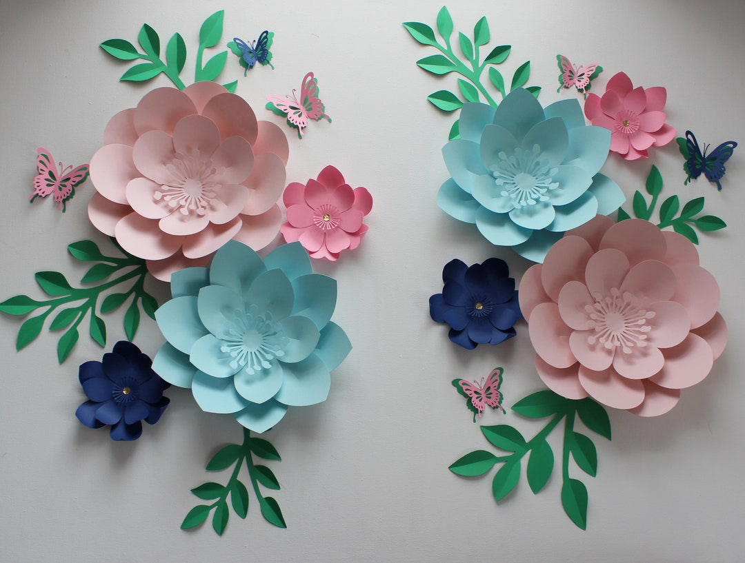 8 Paper Flowers Set Nursery Paper Flowers, Large Paper Flowers, Nursery ...