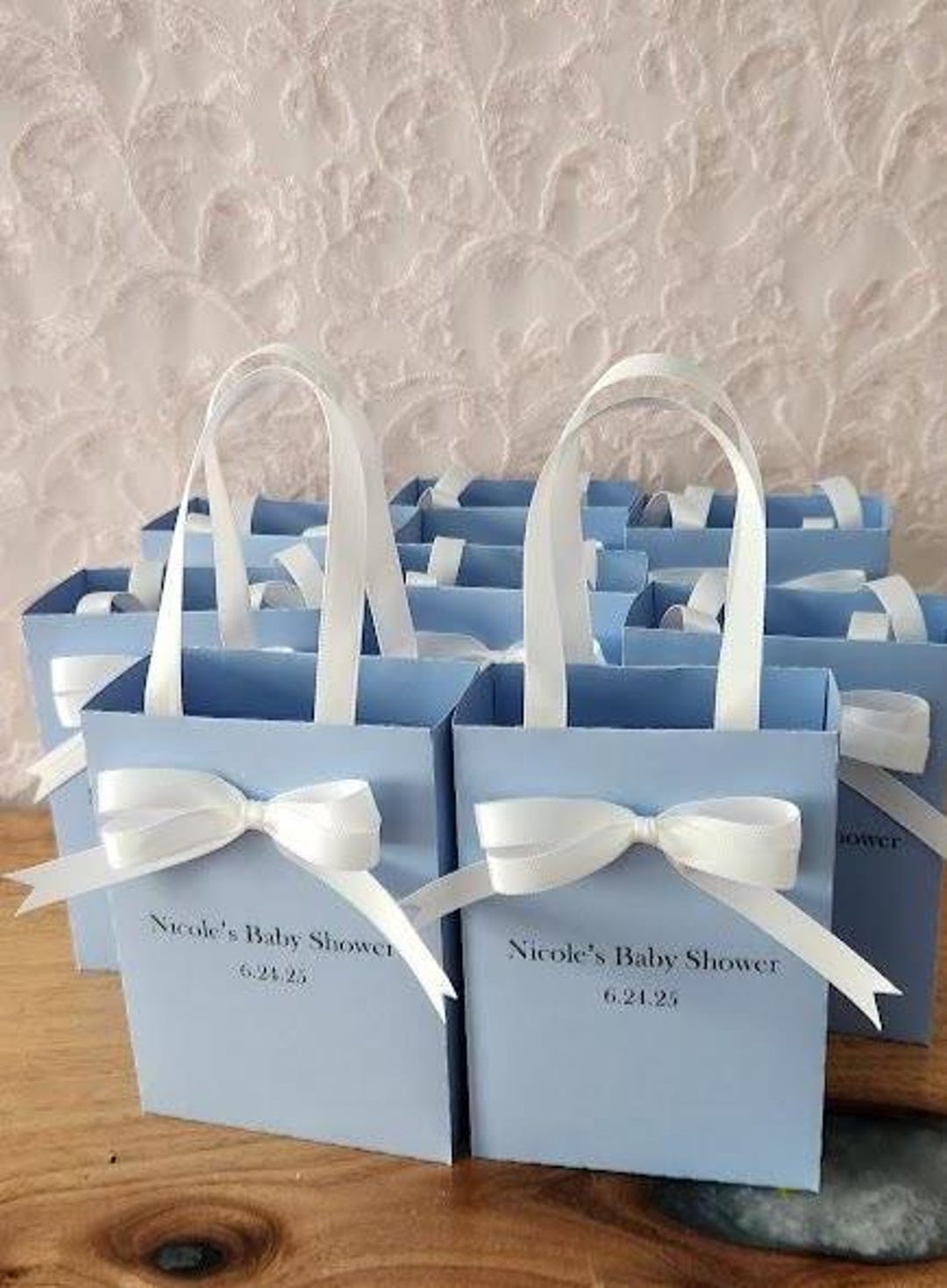 Powder Blue Favor Bags. Elegant Bags for Guests With Satin Ribbon ...