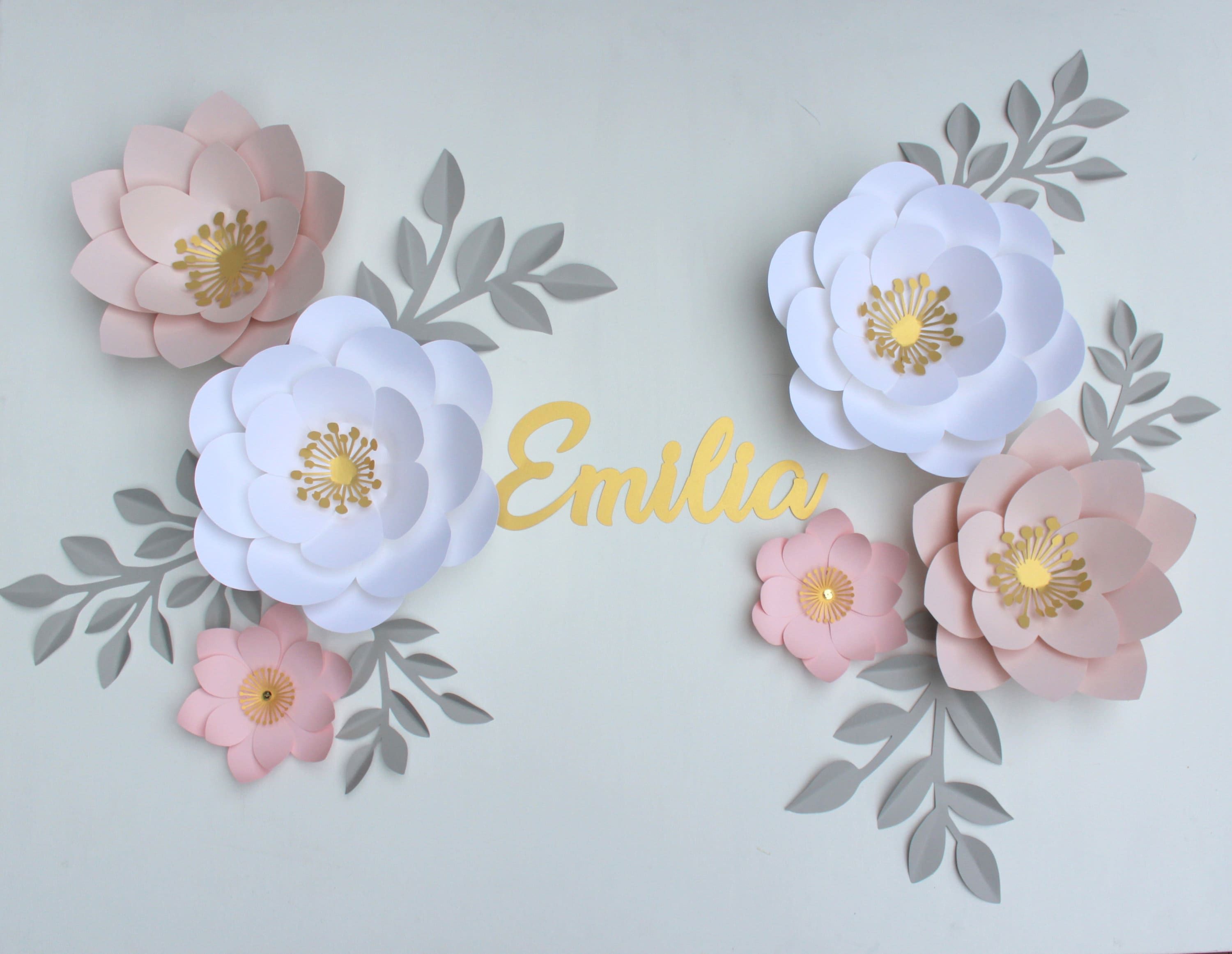 6 paper flowers set nursery paper flowers large paper | Etsy