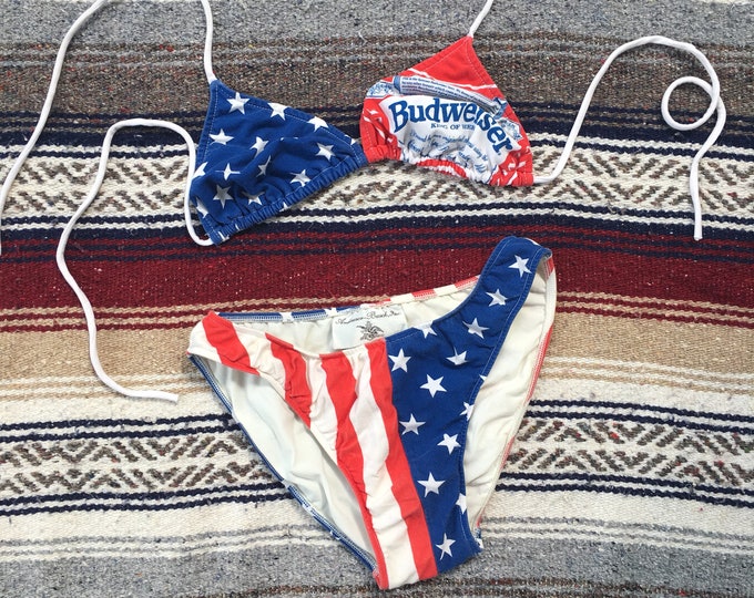 1980s Budweiser American Flag Bikini - Vintage 80s 90s Budweiser ...