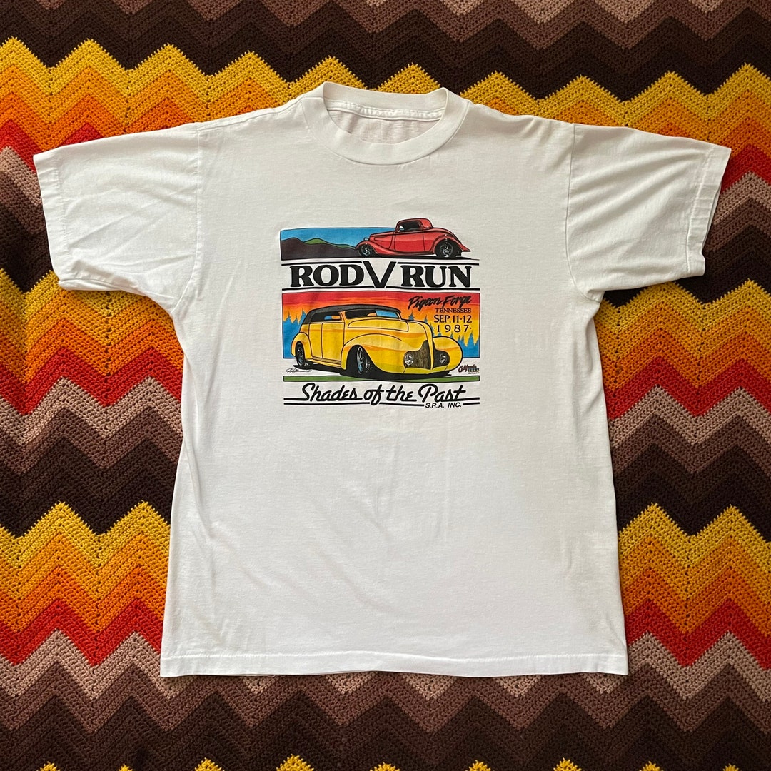 1987 Rod Run Car Show Shirt Vintage 80s Hot Rod Shirt Size Medium