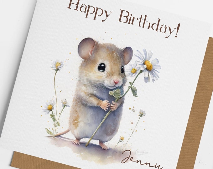 Mouse Birthday Card - Etsy UK