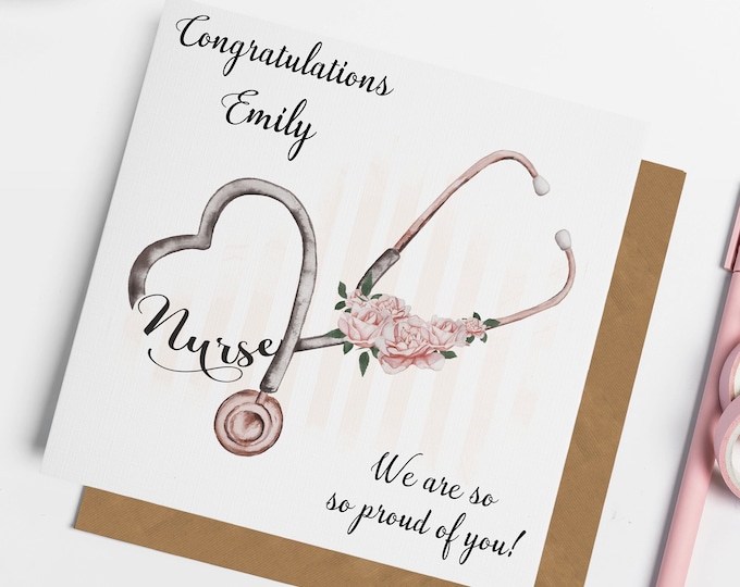 Personalised Congratulations Nurse Card, Qualified Nurse Card, Nurse ...