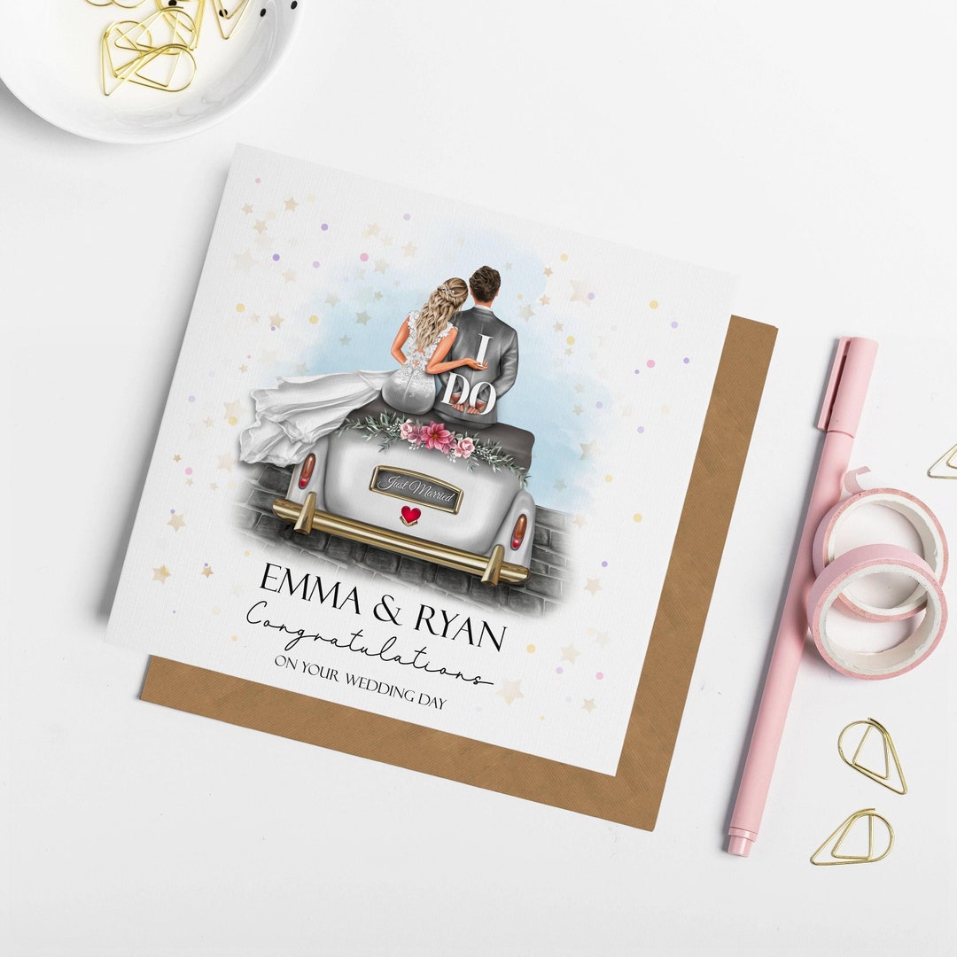 Personalised Elegant Wedding Day Card, Wedding Card, Congratulations ...